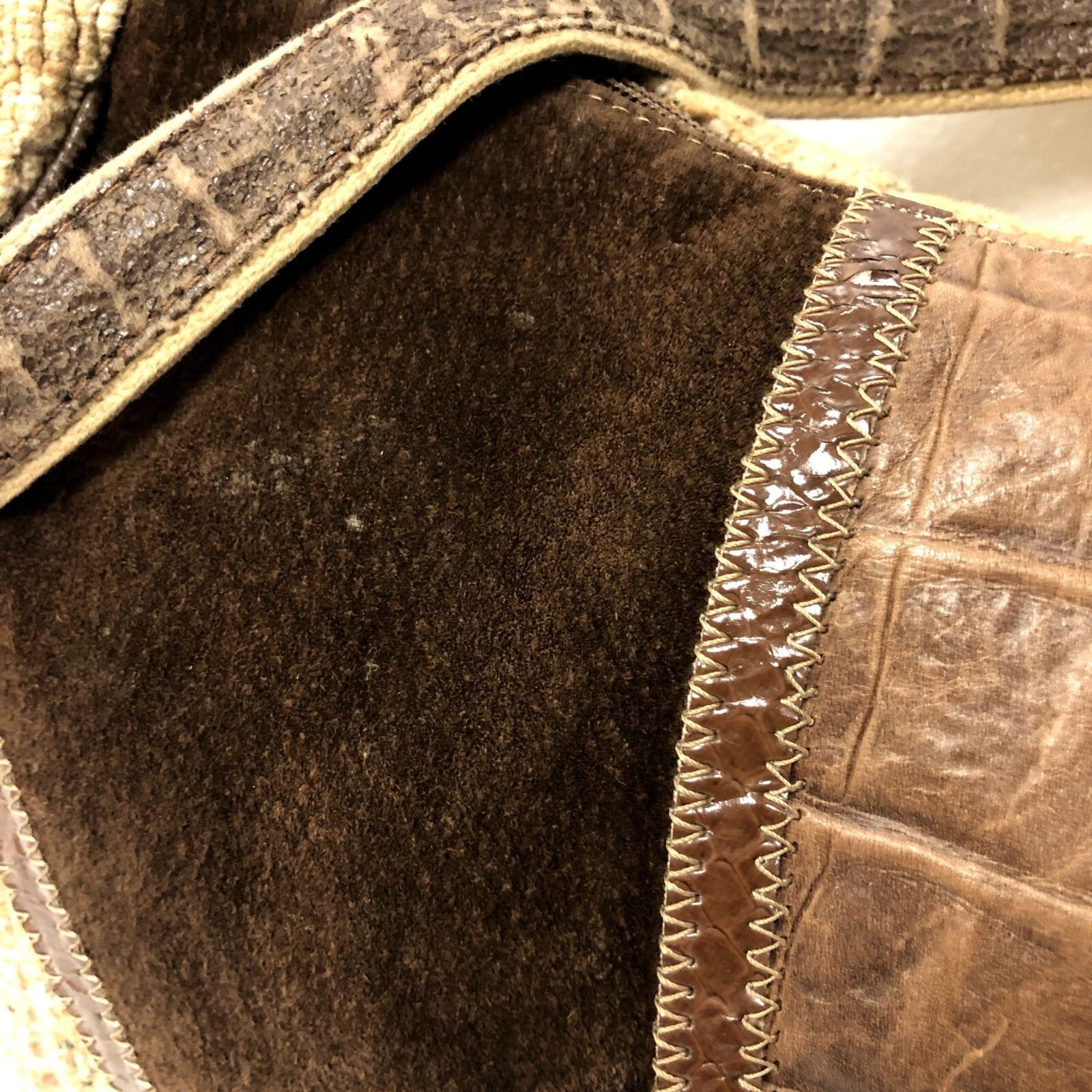 Vtg 60's Richmark EARTH TONE Suede Leather HoBo Handb… - Gem