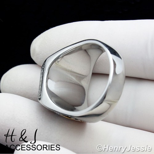 MEN Stainless Steel Silver/Gold Plated Dark Blue Rhinestone Vintage ...