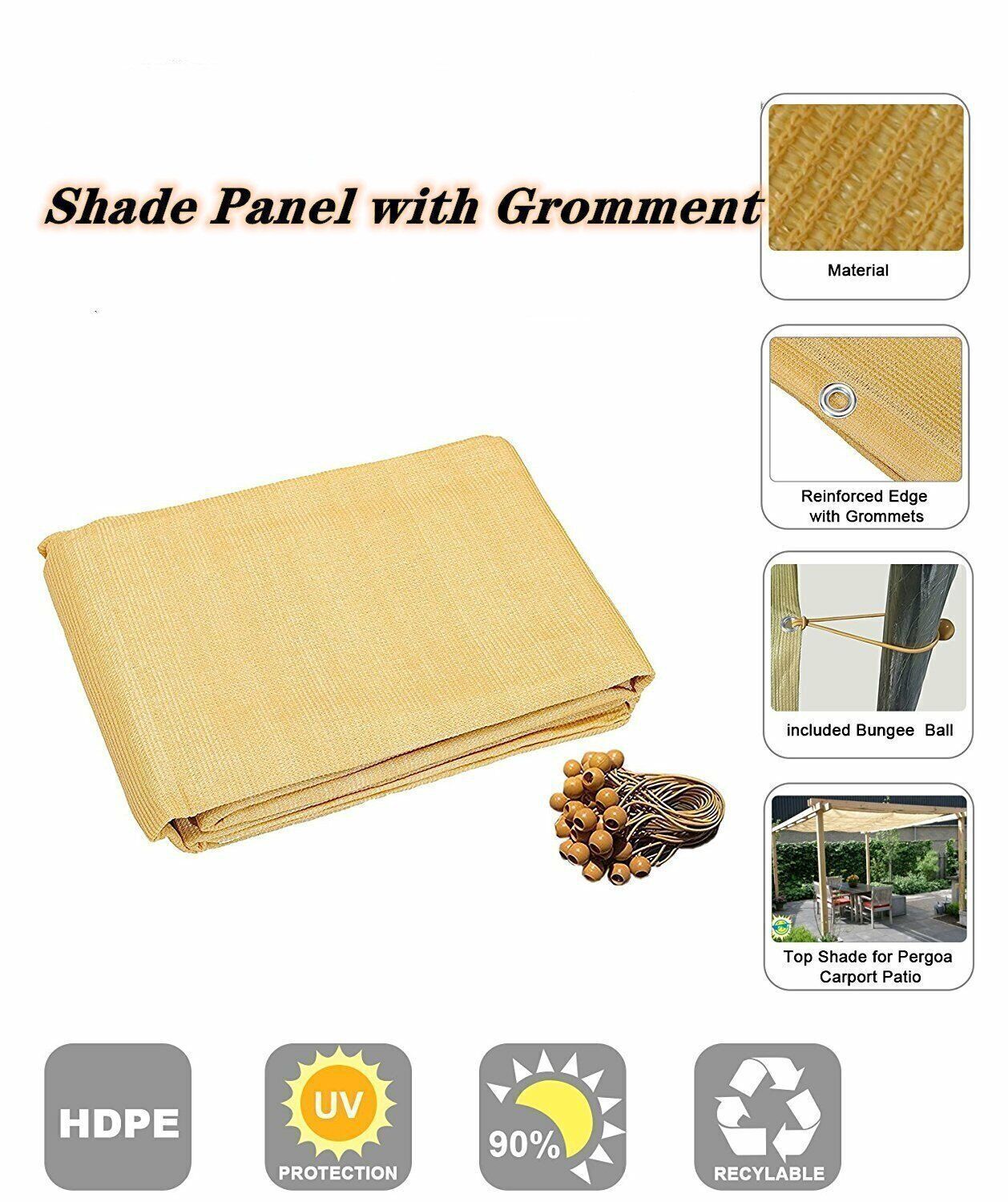 Shatex 90% UV 8*12ft Sun Shade Cloth with Grommet for Patio/Pergola ...