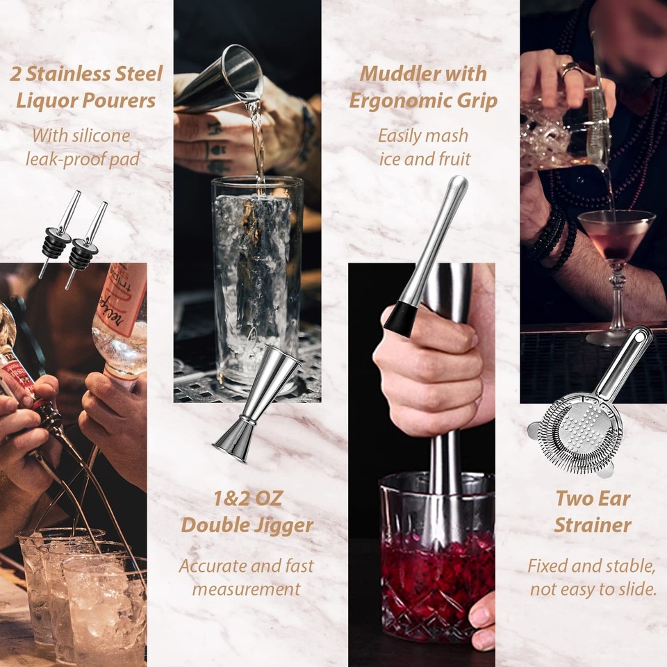 Cocktail Shaker Set with Stand Mixology Bartender Kit|Bar Tool for ...