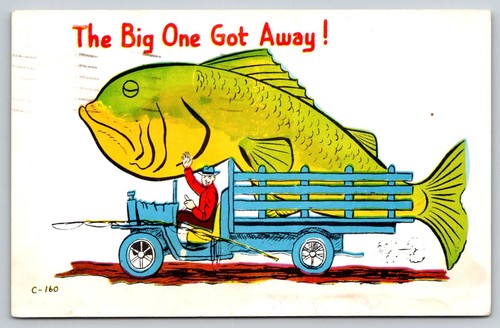 1954 Walker Minnesota Comic Humor Fisherman The Big One Got Away ...