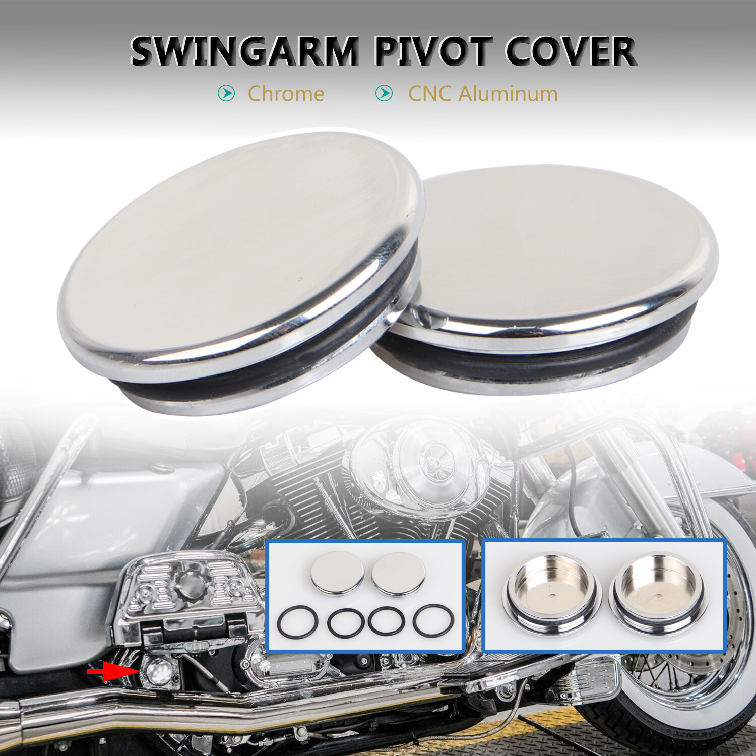 Chrome Swingarm Pivot Bolt Cover For Harley Touring Road King FLHR ...