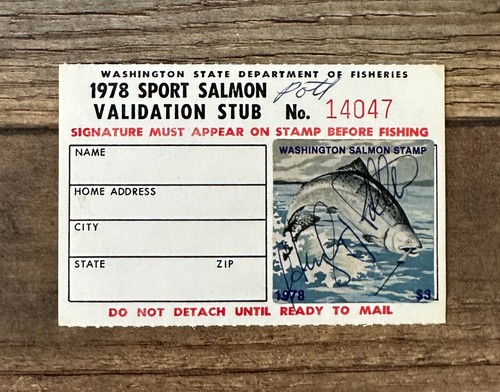 WTDstamps - 1978 **WASHINGTON** Salmon Fishing Stamp Permit License | eBay
