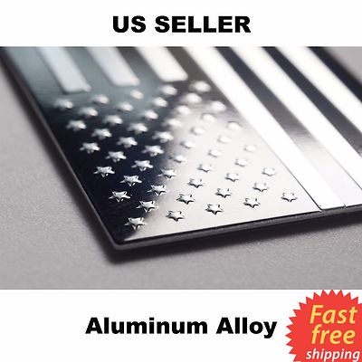 3D Metal American Flag Sticker Emblem Decal | Black & Silver | Metallic ...