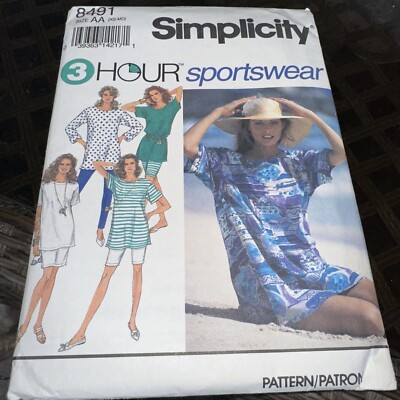 Simplicity 8491 Sewing Pattern Leggings Skirt Tunic Top Misses Size XS-MED UNCUT | eBay
