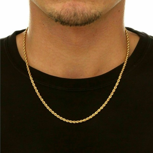 14k Gold Plated Over 925 Sterling Silver Italian Rope Chain Diamond-Cut ...