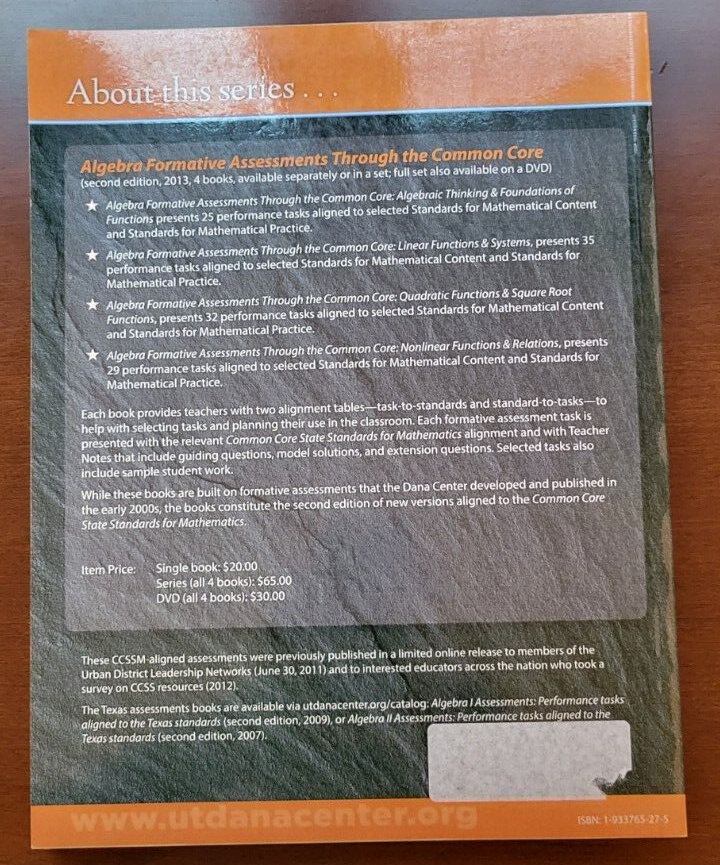 Algebra Formative Assessments: Book 4 Nonlinear Functions - Dana Center ...