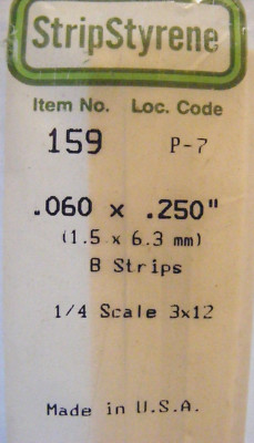 EVERGREEN #159 STYRENE STRIPS .060 X .250 (8 ea) | eBay
