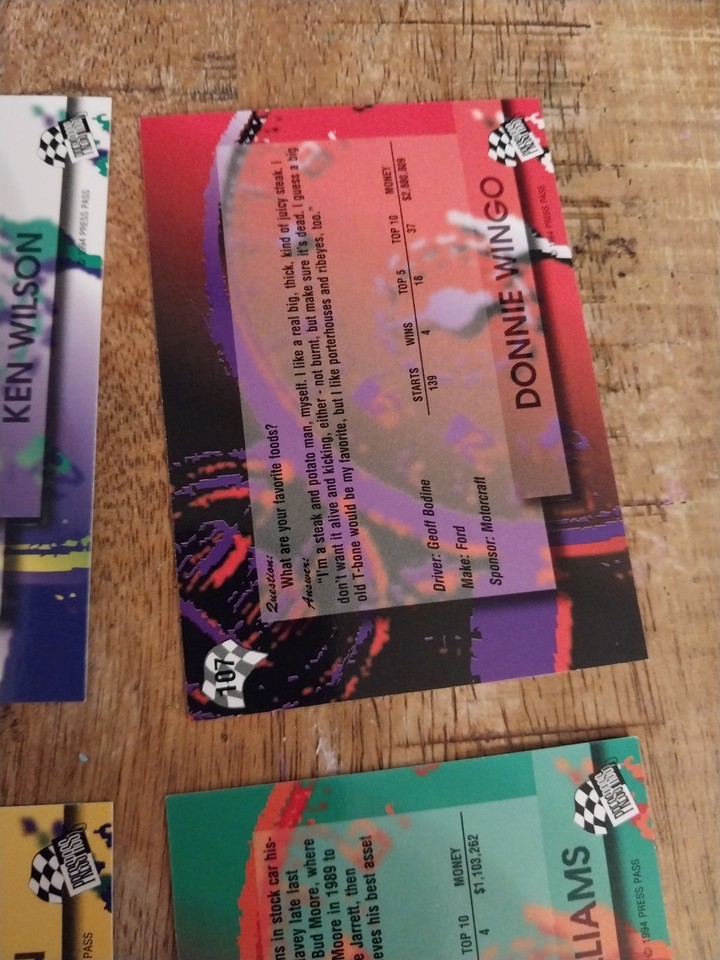4 Nascar Cards- donnie wingo, donnie richeson, doug williams, ken ...
