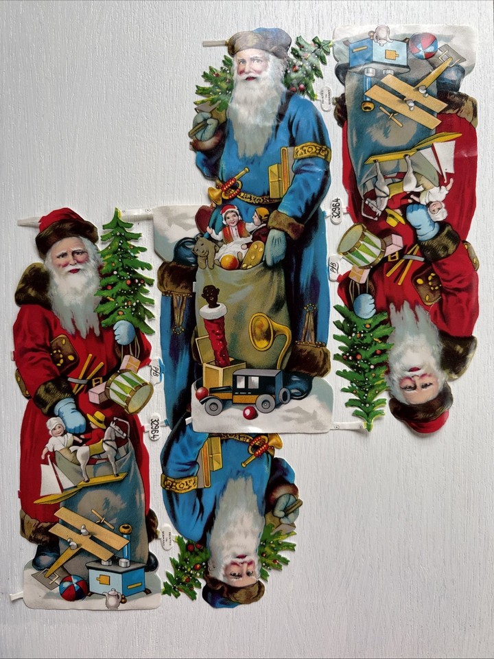 Vintage Die Cut Sheet Lot West Germany Santa Baby Animals Christmas ...