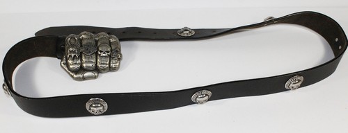Men's Harley Davidson Leather Belt w/Fist Forward Buckle & Skull ...
