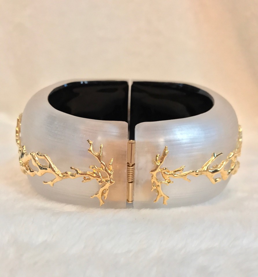 ALEXIS BITTAR White Silver LUCITE Crystal DOME Bracelet, GEORGIA O ...