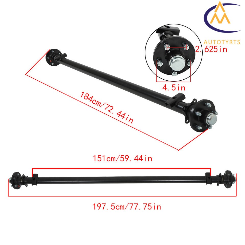 5 lug Utility Axle 3500lbs Boat Axle 3.5K Trailer Axle For Trailer ...