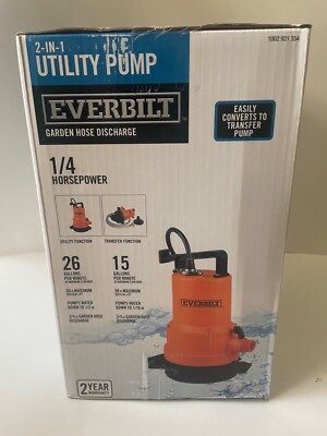 Everbilt 1/4 HP 2-in-1 Submersible Utility and Transfer Pump UTA02510 ...