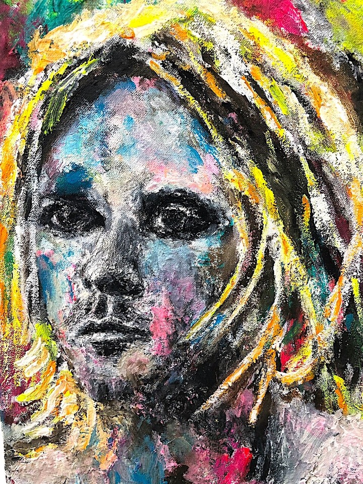 ORIGINAL CHUCK GREATREX "KURT COBAIN" Abstract Acrylic/Oil Painting ...