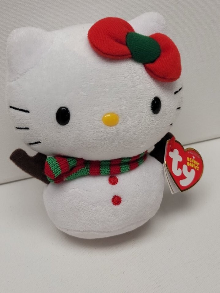 Ty Beanie Baby Hello Kitty Snowkitty Christmas Snowgirl Snowman 6" 15cm ...
