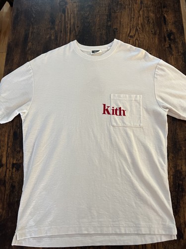 Kith Quinn Pocket Tee shirt Off White Red Heavyweight fabric Size XS ...
