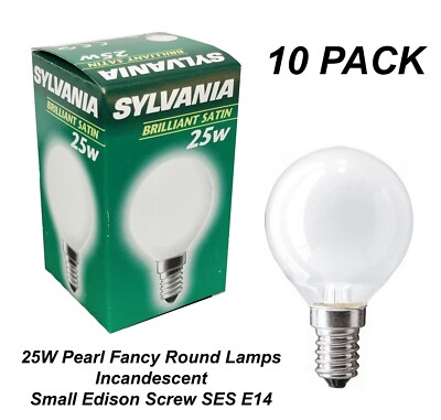 10 x 25W Pearl Fancy Round Light Globes Bulbs Lamps E14 Small Screw ...