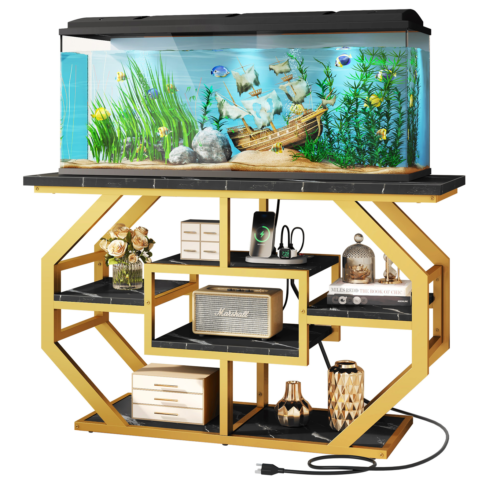 For 55-75 Gallon Fish Tank Cabinet Metal Aquarium Turtle Tank Display ...