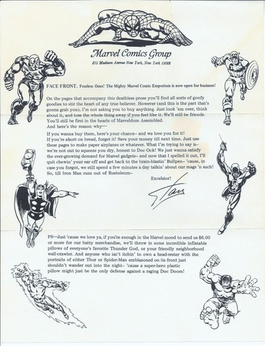 1975 Marvel Comics Stan Lee Mail Order Letter Daredevil Thor Art ...