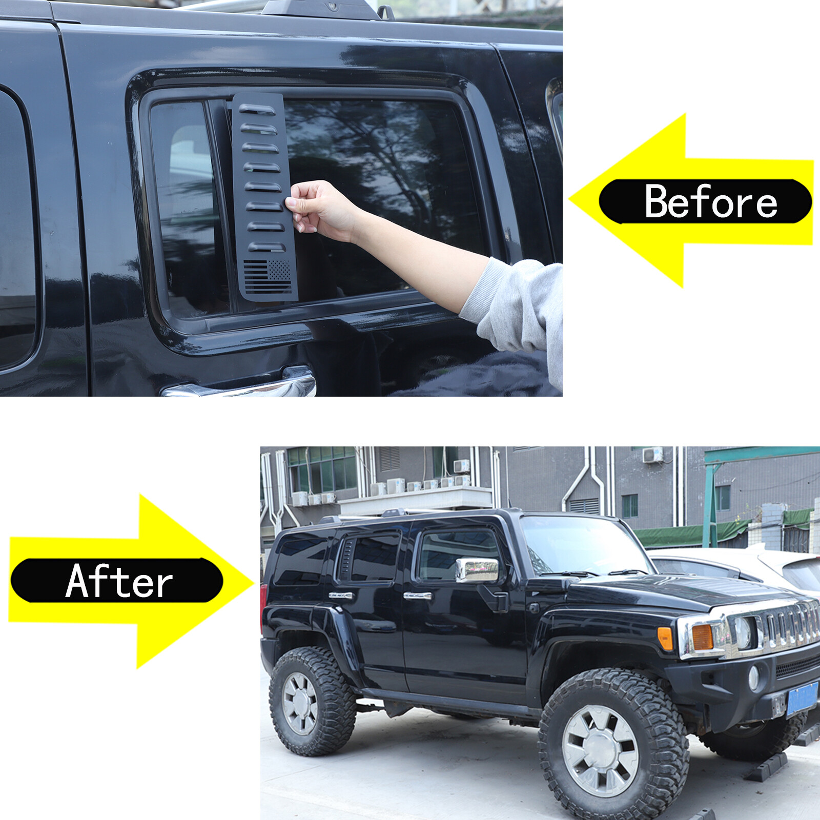 For Hummer H3 2005-2009 Aluminum Alloy Rear Window Honeycomb Trim Panel ...