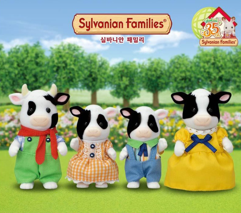 Sylvanian Families Calico Critters Friesian Cow Family Limited Edition ...