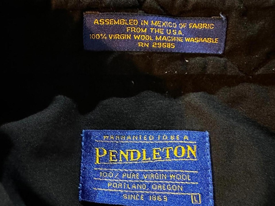 Pendleton Washable Wool Shirt Jacket L Green Suede Elbow Patches USA ...