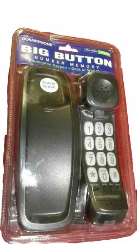 New Conair Forest Green Big Button Phone Desk or Wall Mount Illuminated ...