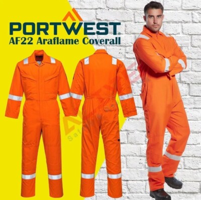 PORTWEST Araflame Overall Hi-Viz Orange Flame Resistant AF22 - XL ...