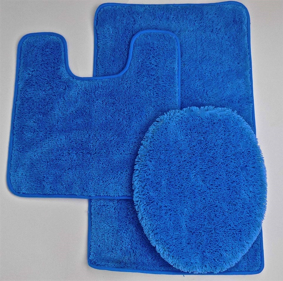 SOLID ASSORTED COLORS BATH RUG CONTOUR MAT TOILET LID COVER BATHROOM ...