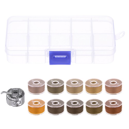 Prewound Sewing Bobbins Thread with Bobbin Case and Storage Box, Brown ...