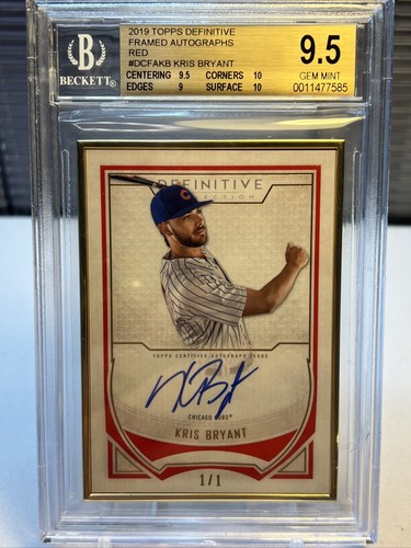 2019 Topps Definitive Collection Framed Autograph Red Kris Bryant #1/1 ...