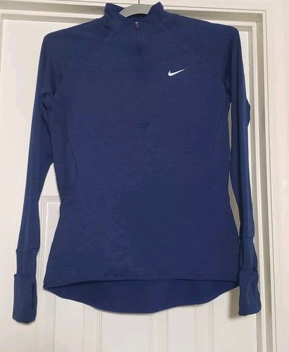 Nike Dri fit Running Long Sleeve Pullover Women's Small Blue Flip Hand ...