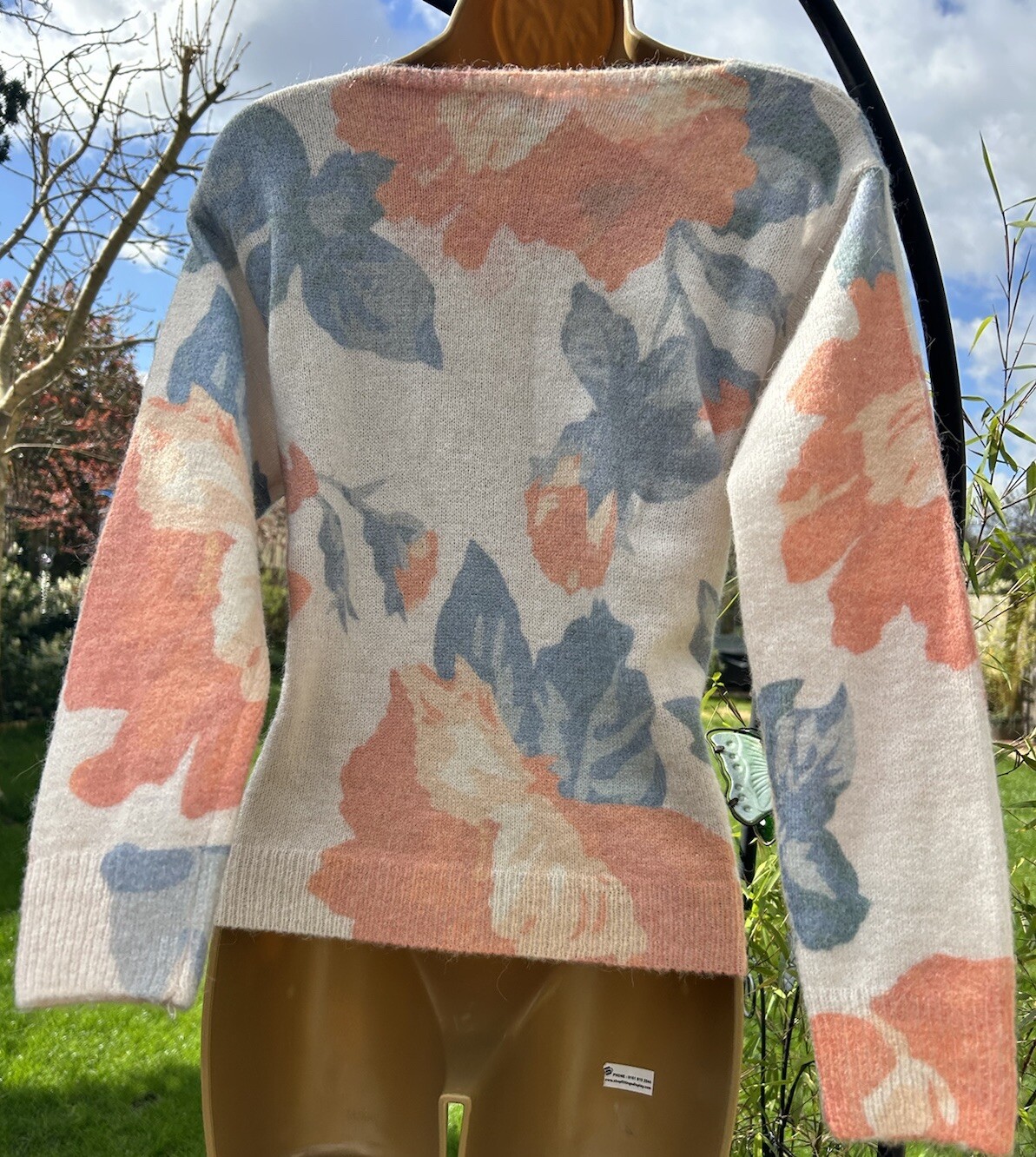 bianco & blu Italy Alpaca Wool Blend Luxury Jumper Orange Roses 34/36 ...