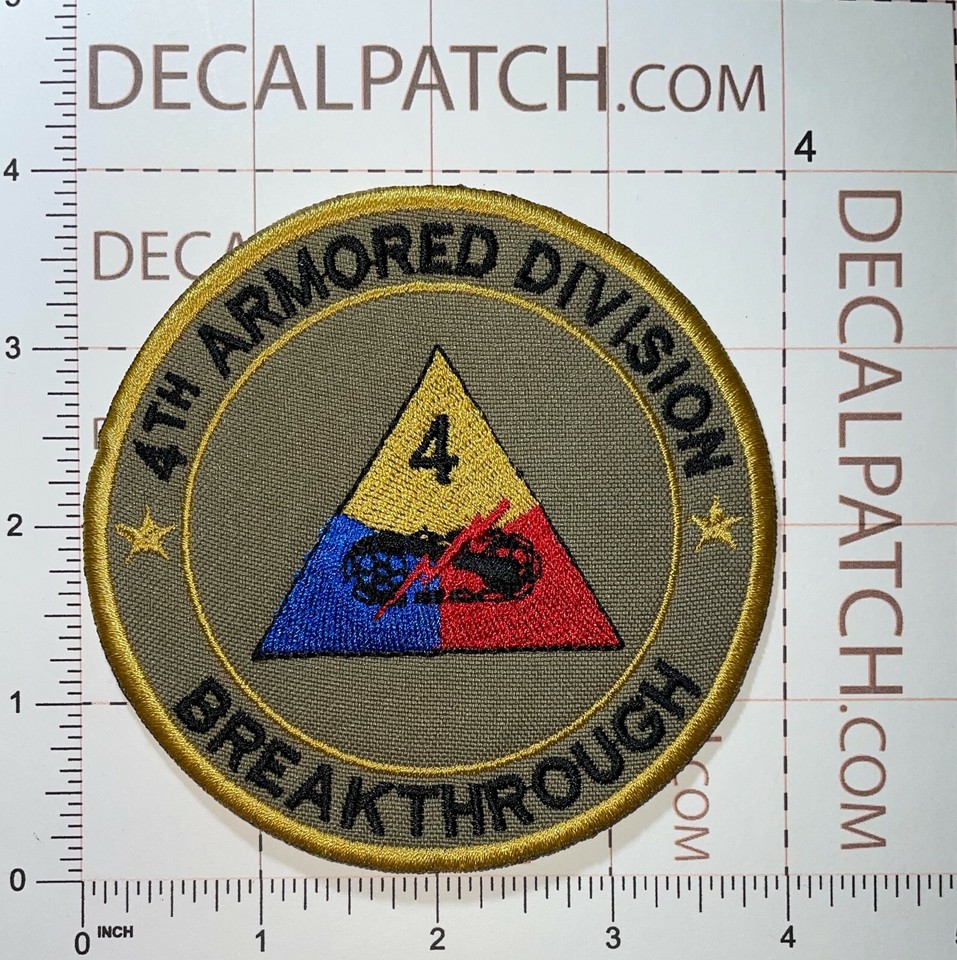 US Army 4th Armored Division "Breakthrough" Patch Hook & Iron-On Repro ...