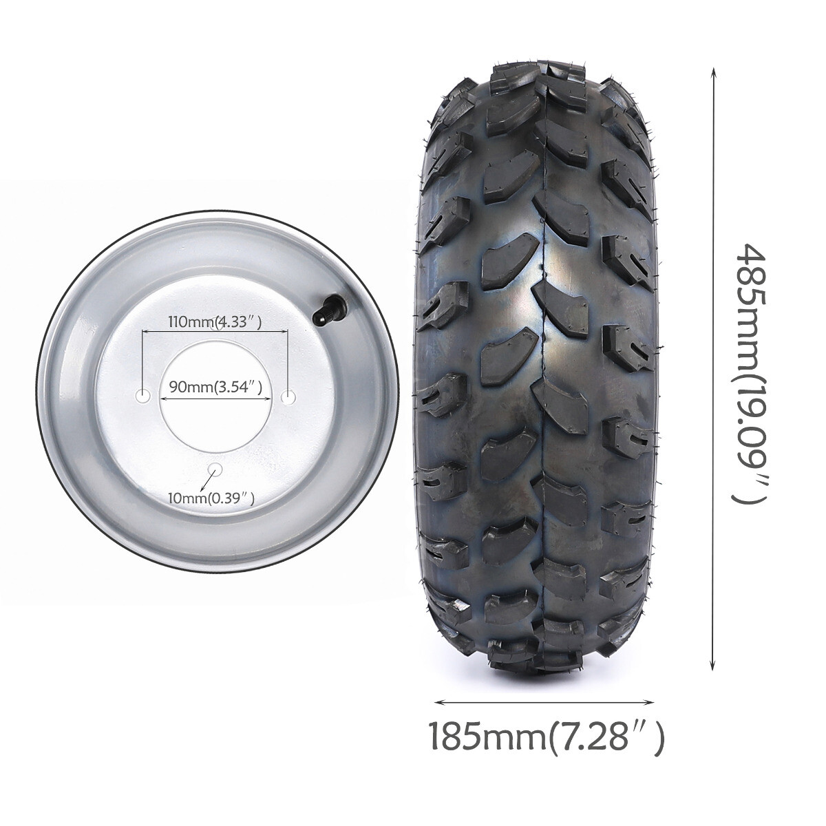 2pc 19x7-8" inch Tyre 4 Bolt Rim Wheel 19x7.00-8 19x7- 8 + Steering ...