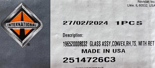 2514726C3 Genuine Navistar Convex Mirror Glass RH, With Turn Signal OEM ...