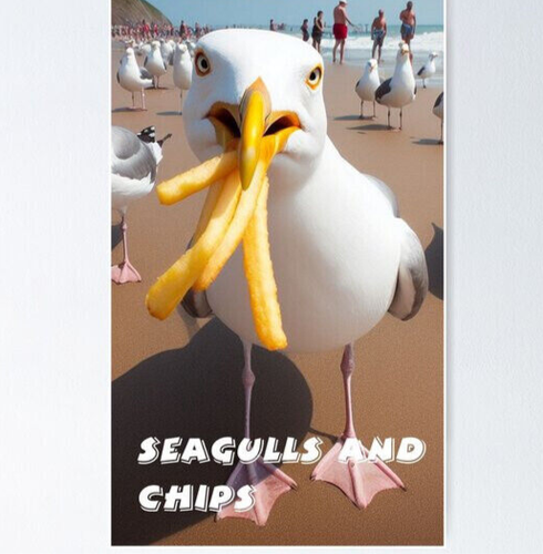 SEAGULL FRENCH FRY THIEF Enamel Pin Beach Ocean Sea Bird Chip Novelty ...