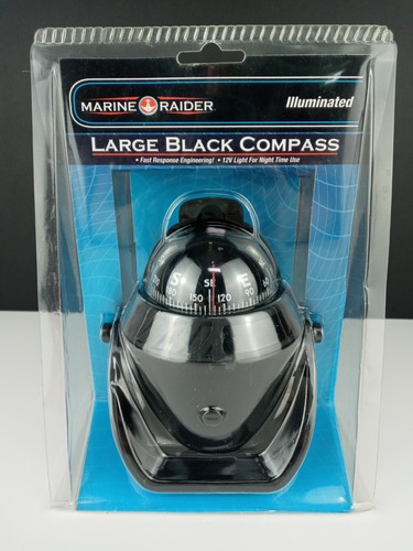 Marine Raider Illuminated Large Black Compass 12V Light for Night ...