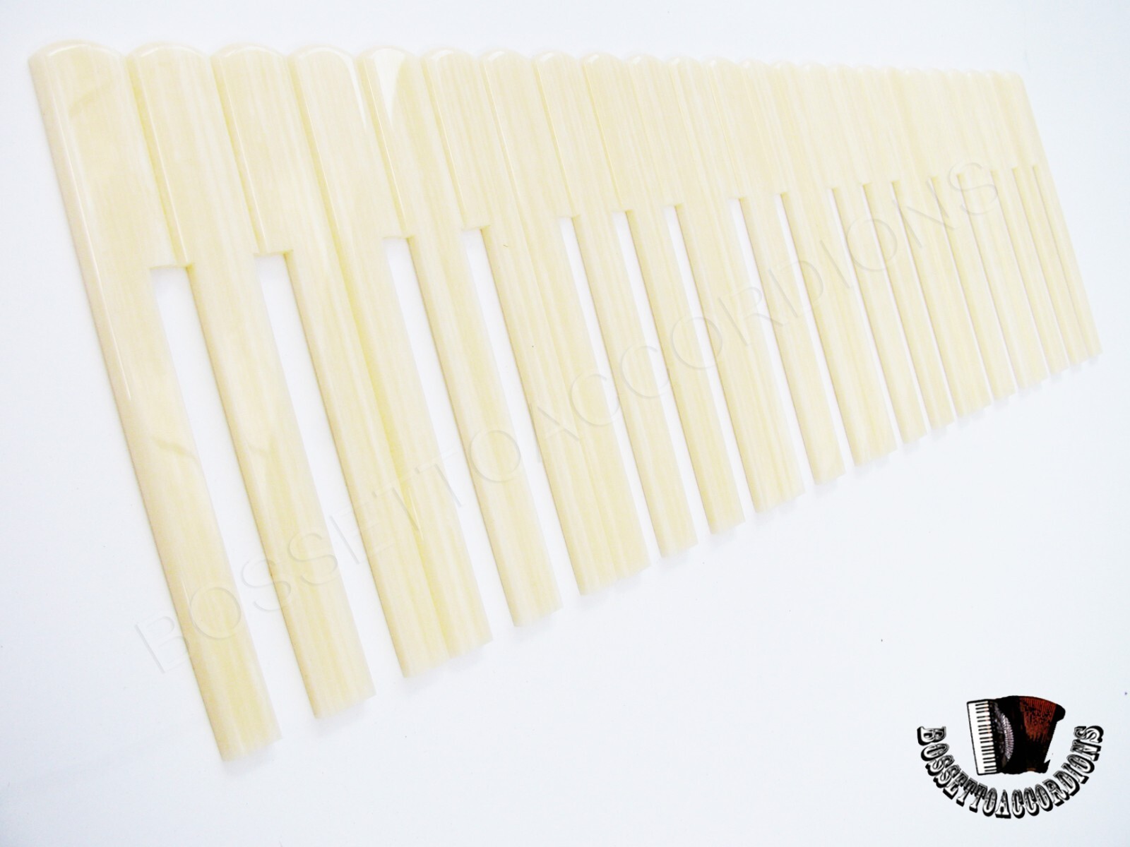 Accordion Keyboard Key Tops Keytops Set of 24 Ivory Striped Kelox 19.8 ...