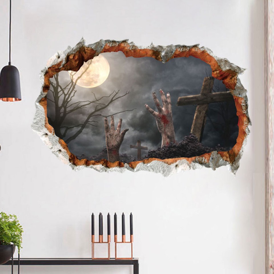 Horror Wall Murals Halloween Window Halloween 3d Poster Halloween Wall ...