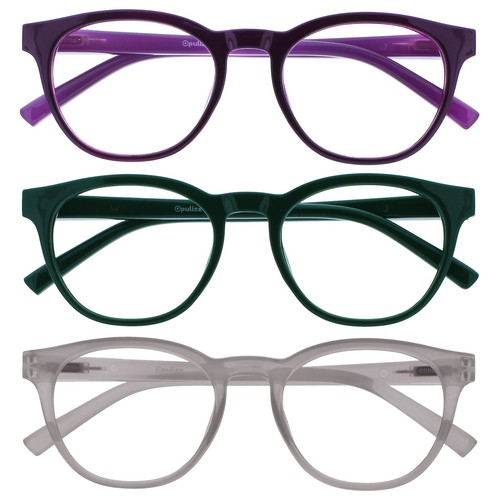 Blu Reading Glasses with Blue Light Blocking Cool 3 Pack Round Frame ...
