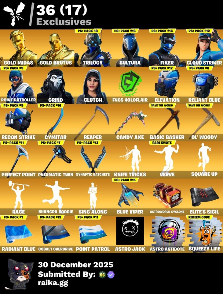 200 Pack OG • Midas, Brutus, Deadpool, Mystique, Wolverine, Agent Peely ...