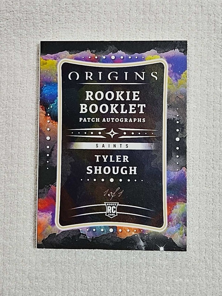 2025 Origins Black 1/1 Tyler Shough Rookie Auto NFL Laundry tag Booklet ...