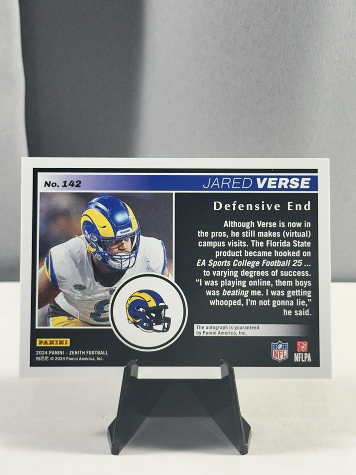 🔥2024 Zenith - No Huddle - Red - Jared Verse Rookie Auto! DROY! #142🔥 ...