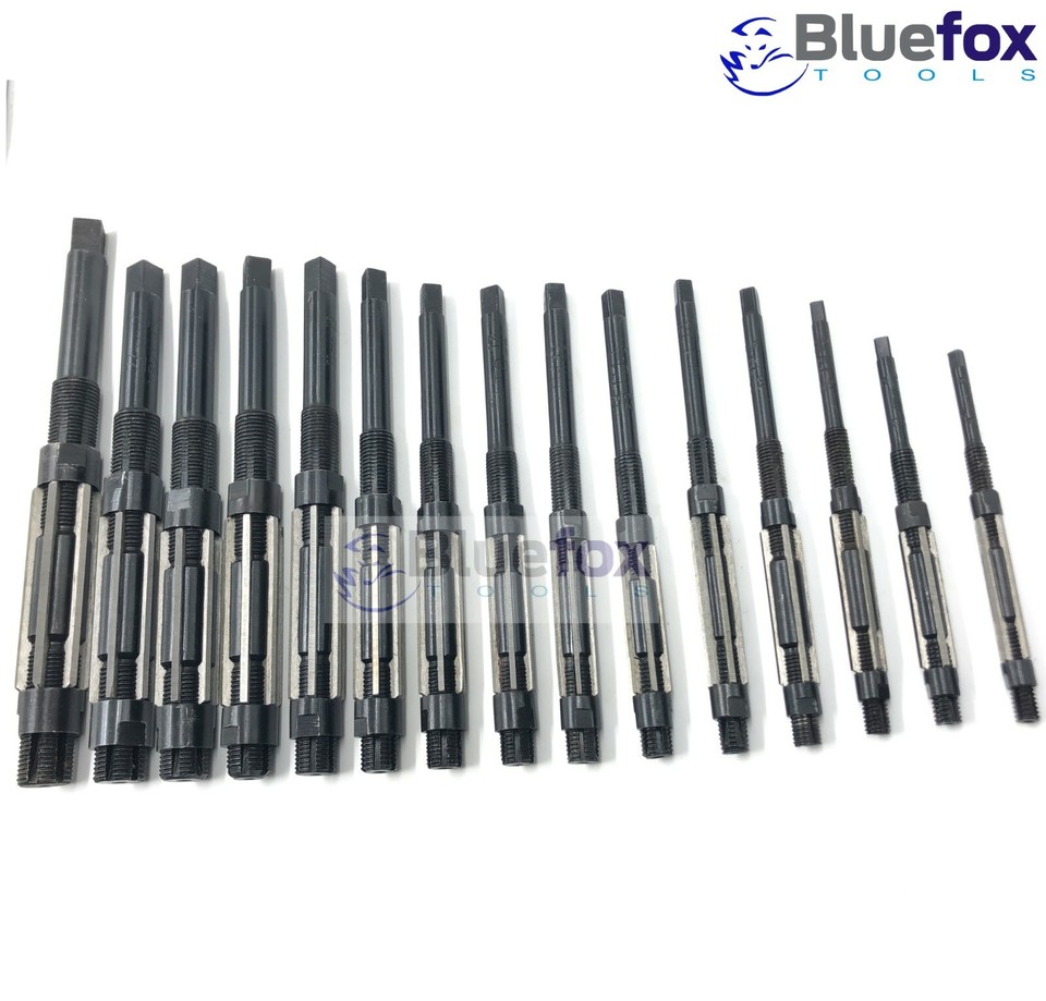 15 PCS ADJUSTABLE HAND REAMER SET H-V TO H-11 SIZES 1/4 " to 1.1/16 ...