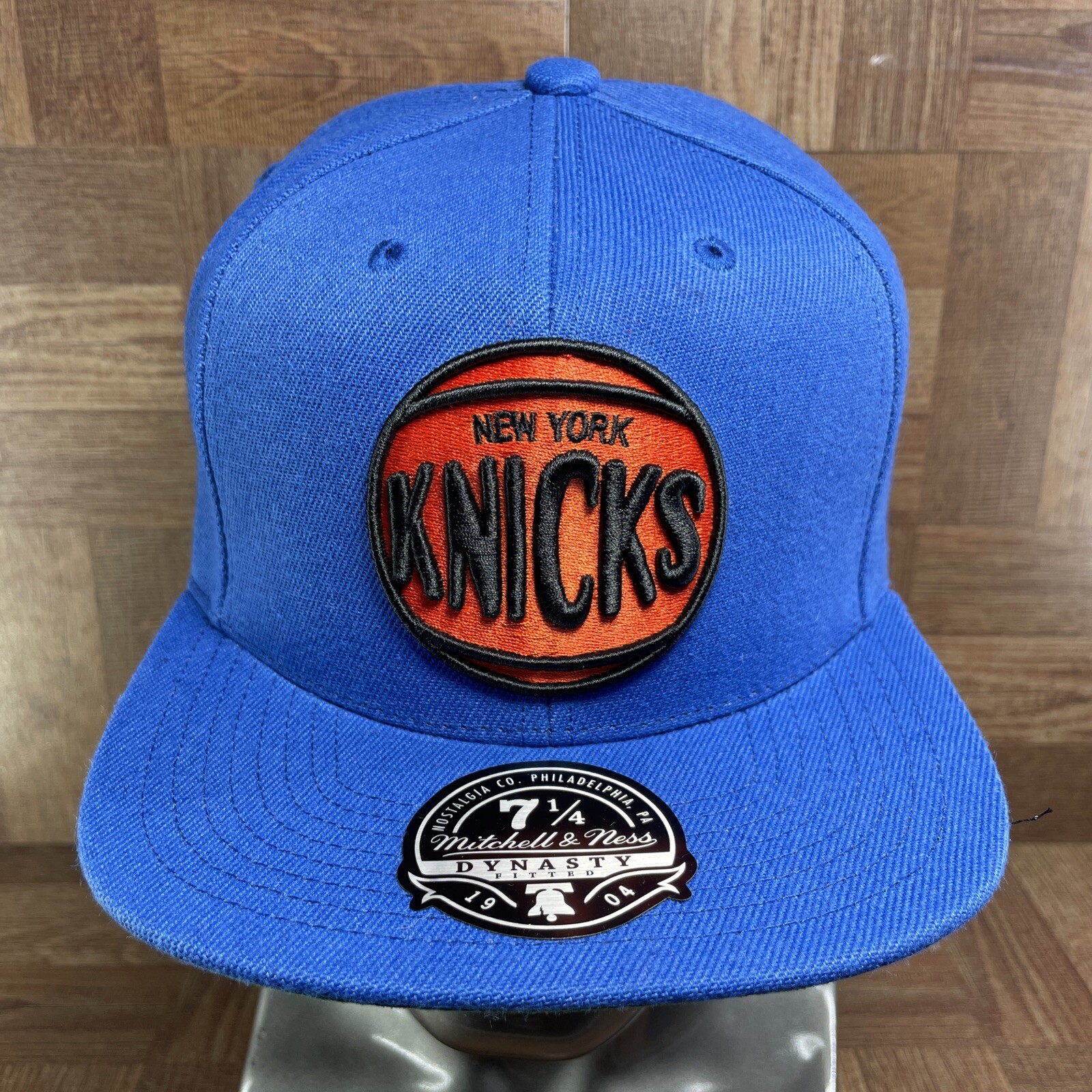 Mitchell & Ness New Yorks Knicks Blue/Black/Orange Fitted Hat Size 7 1/ ...