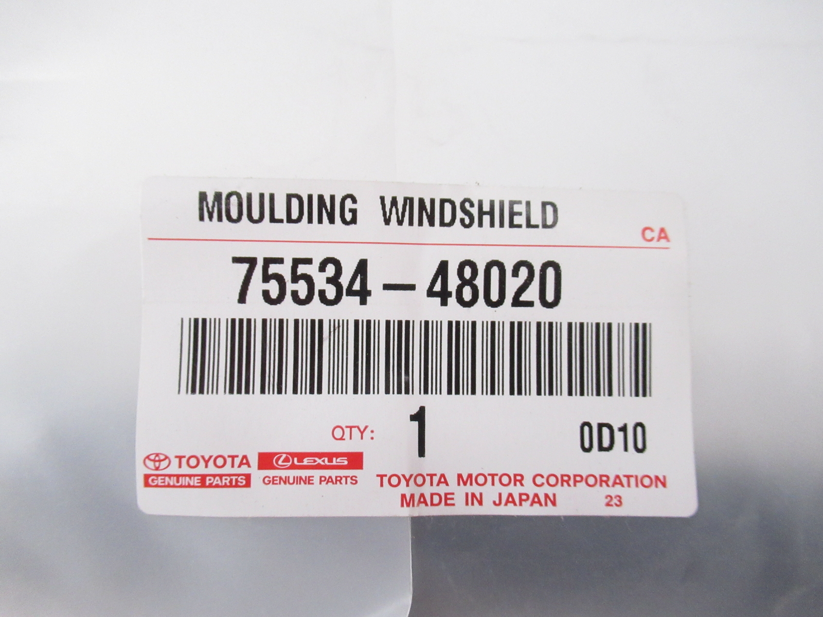 75534-48020 Toyota Moulding Windshield Outside LH 7553448020 Genuine ...