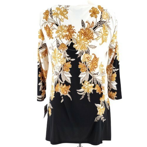 JM Collection Womens Asymmetrical Hem Iris Bouquet Split Neckline Top ...