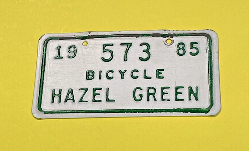 1985 HAZEL GREEN WISCONSIN BICYCLE LICENSE PLATE #573 RARE VINTAGE VERY ...